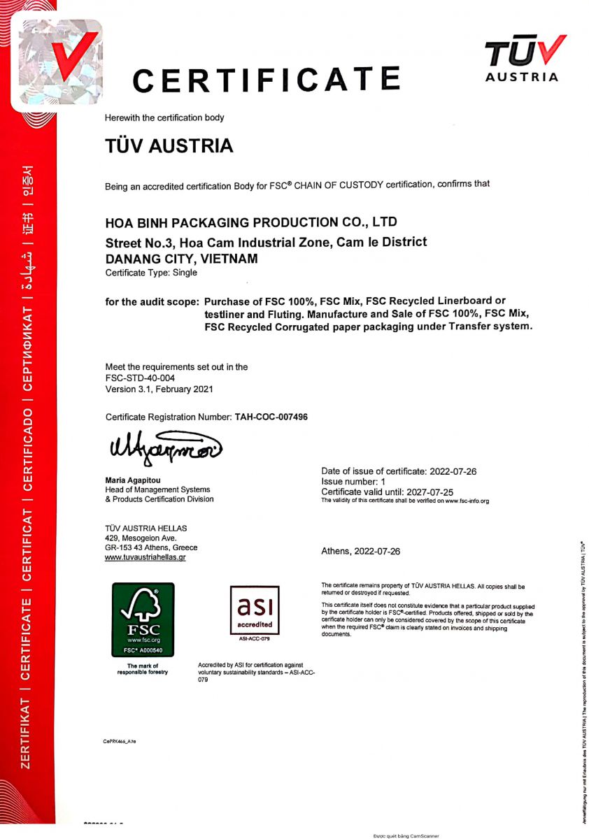 Chứng nhận FSC® - CoC